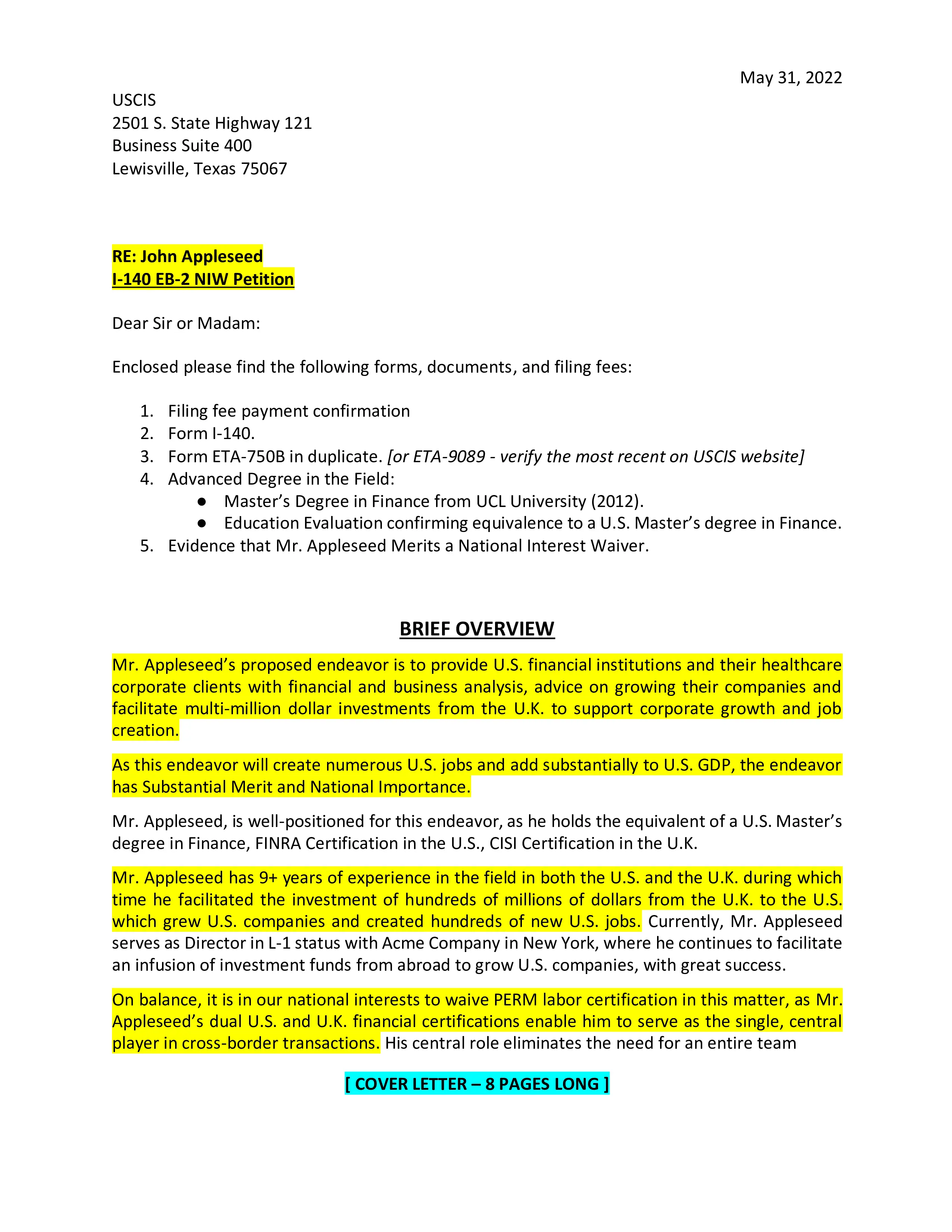 banking i140 sample