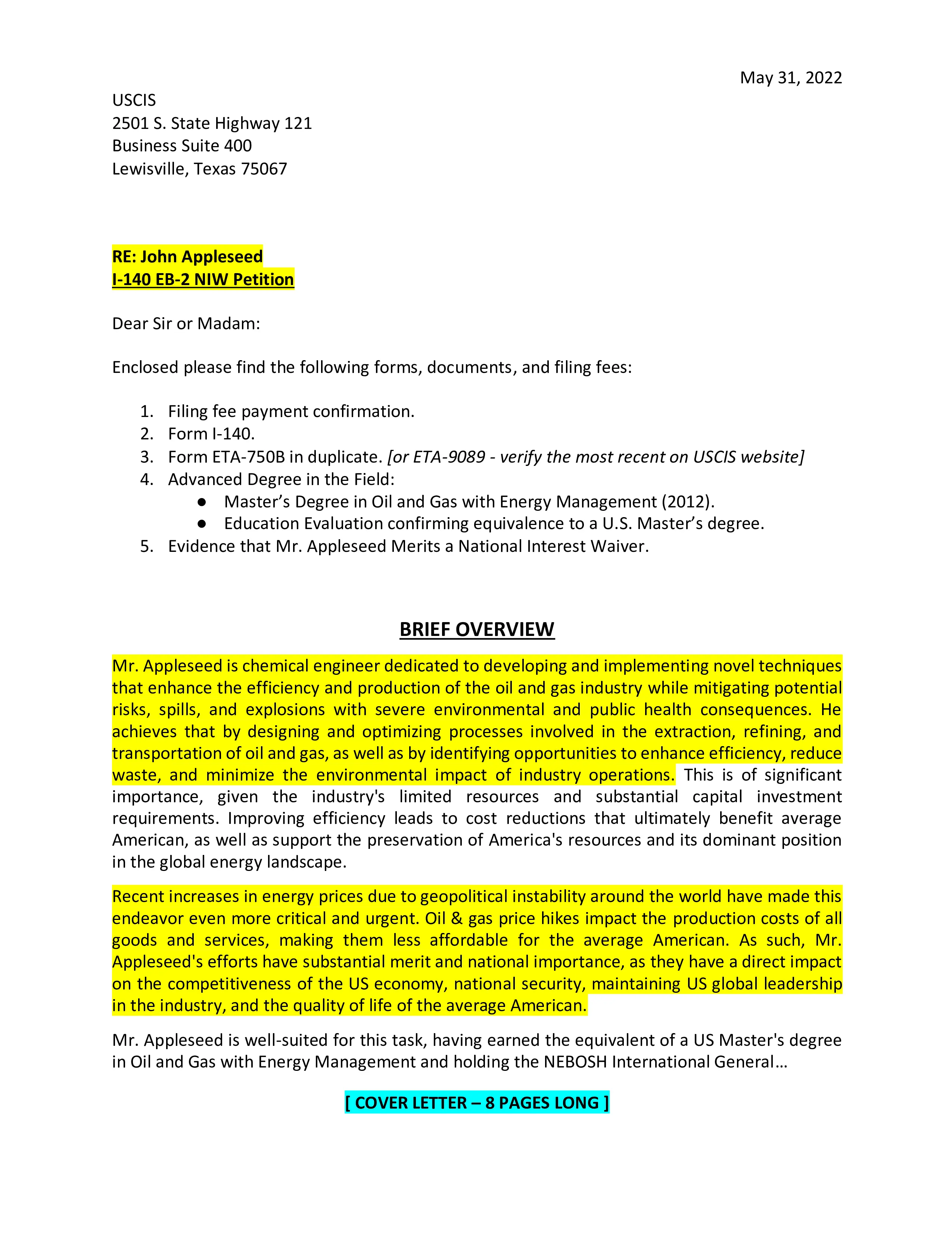 Petition Sample Letter